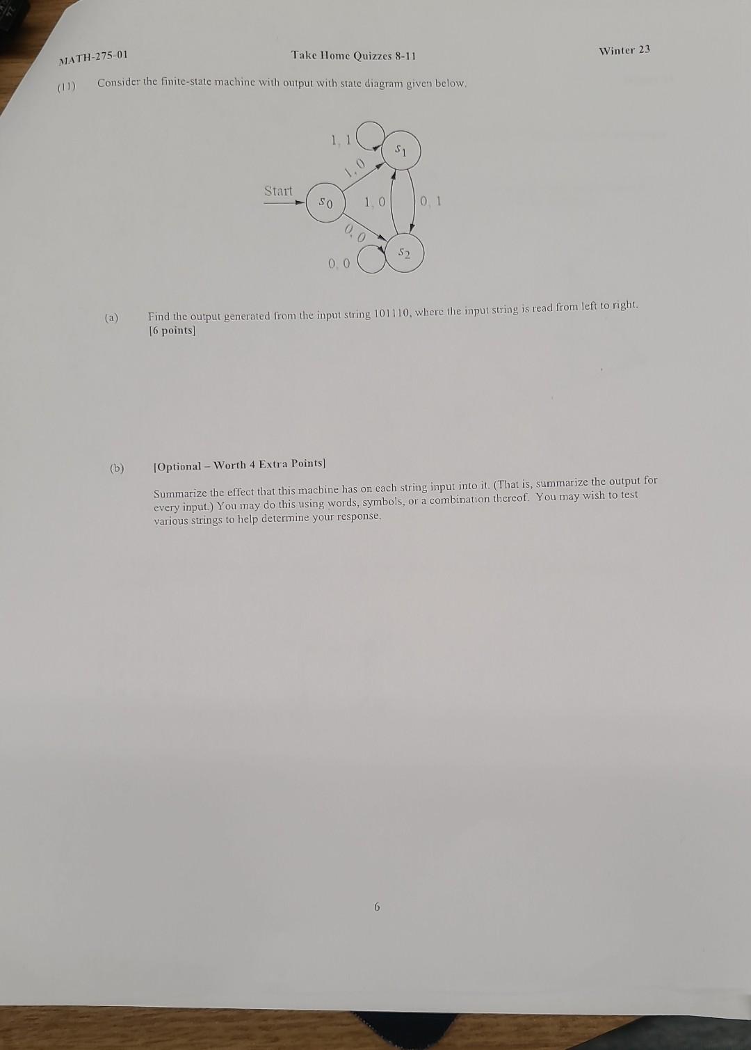 Consider the finite-state machine with output with | Chegg.com Consider the finite-state machine with output with | Chegg.com