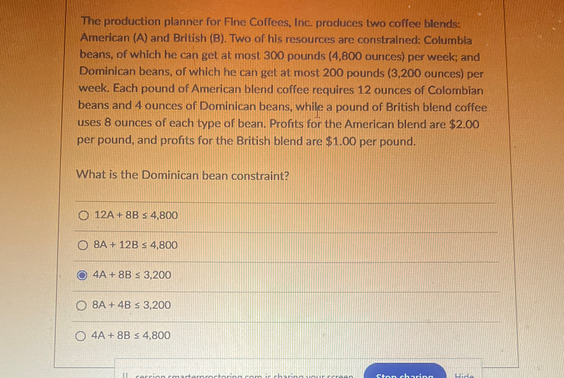 Solved The production planner for Flne Coffees, Inc. | Chegg.com