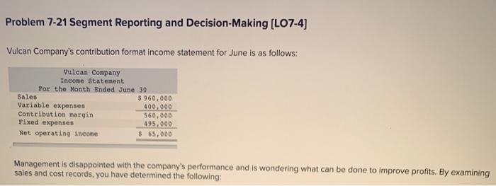 Solved Problem 7-21 Segment Reporting and Decision-Making | Chegg.com