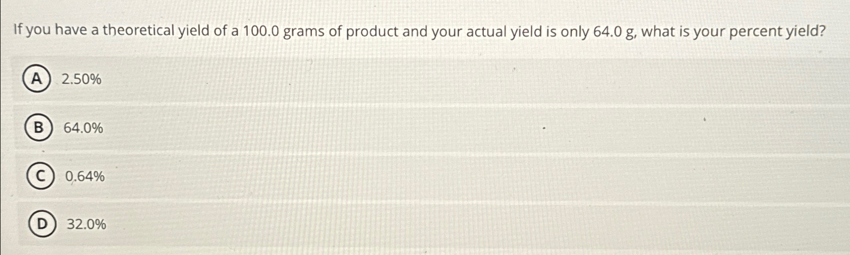 Solved If you have a theoretical yield of a 100.0 ﻿grams of | Chegg.com