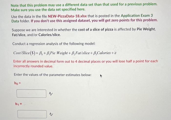 Solved Note that this problem may use a different data set | Chegg.com