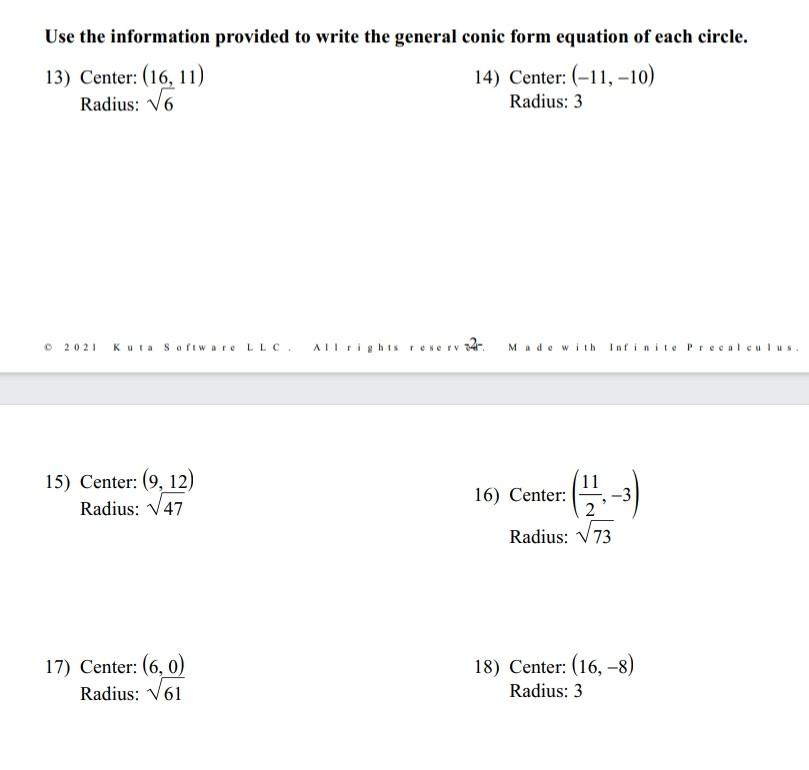 Solved use the information provided to write the general | Chegg.com