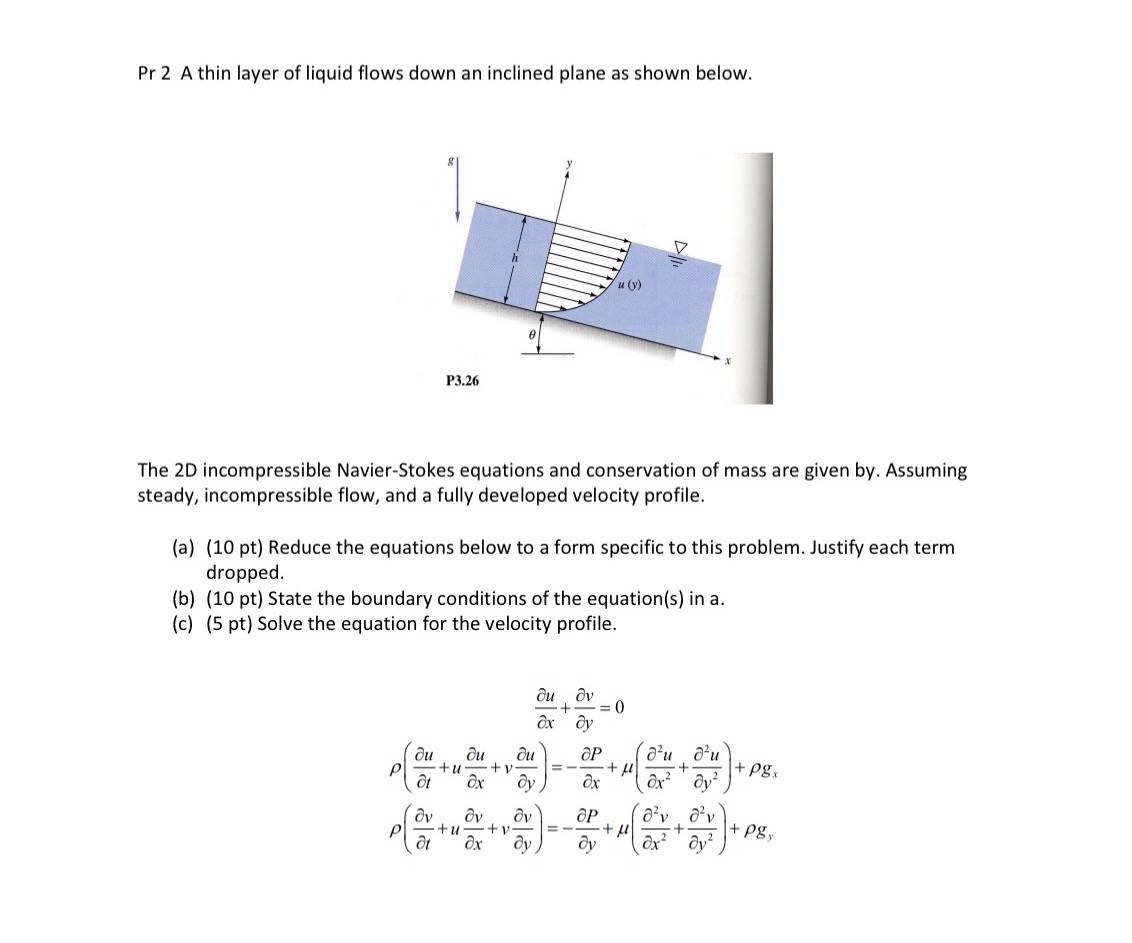 Solved Pr 2 ﻿A thin layer of liquid flows down an inclined | Chegg.com