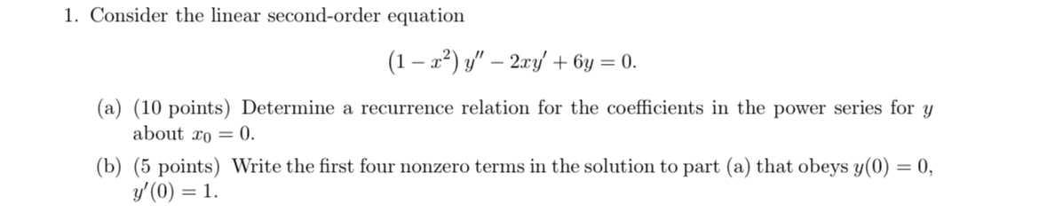 Solved Consider The Linear Second Order