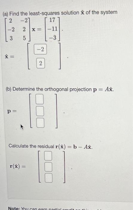 Solved (a) Find the least-squares solution x^ of the system | Chegg.com