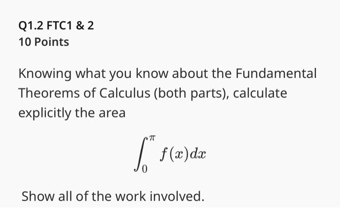 Solved Q1 Definite Integrals 20 Points Let f(x)=x2−cos(x) on | Chegg.com