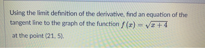 Solved Using the limit definition of the derivative, find an | Chegg.com