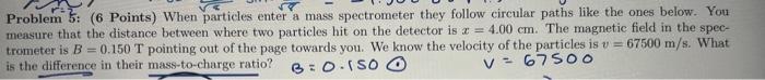 Solved When particles enter a mass spectrometer they follow | Chegg.com