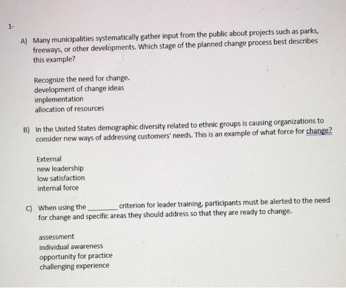 Solved 1- A) Many municipalities systematically gather input | Chegg.com