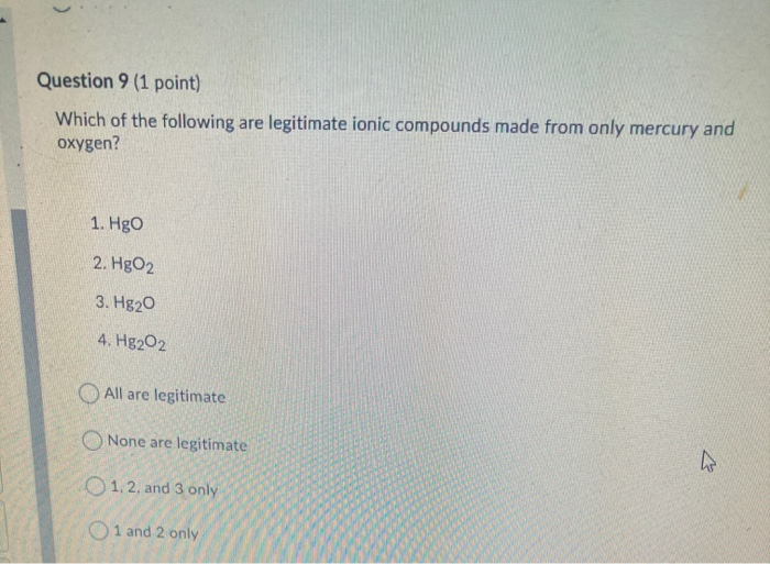 Solved Question 9 (1 point) Which of the following are | Chegg.com