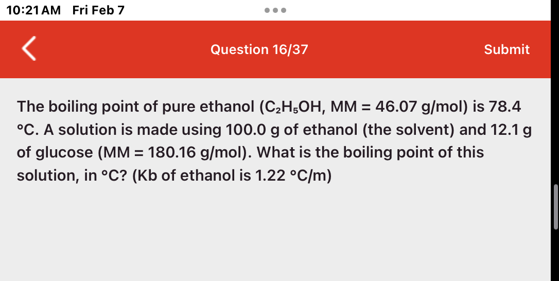 Solved The boiling point of ﻿pure ethanol | Chegg.com