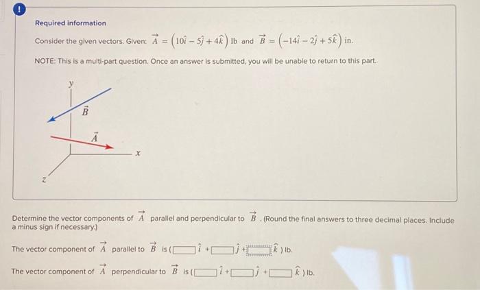 Solved Required information Consider the given vectors. | Chegg.com