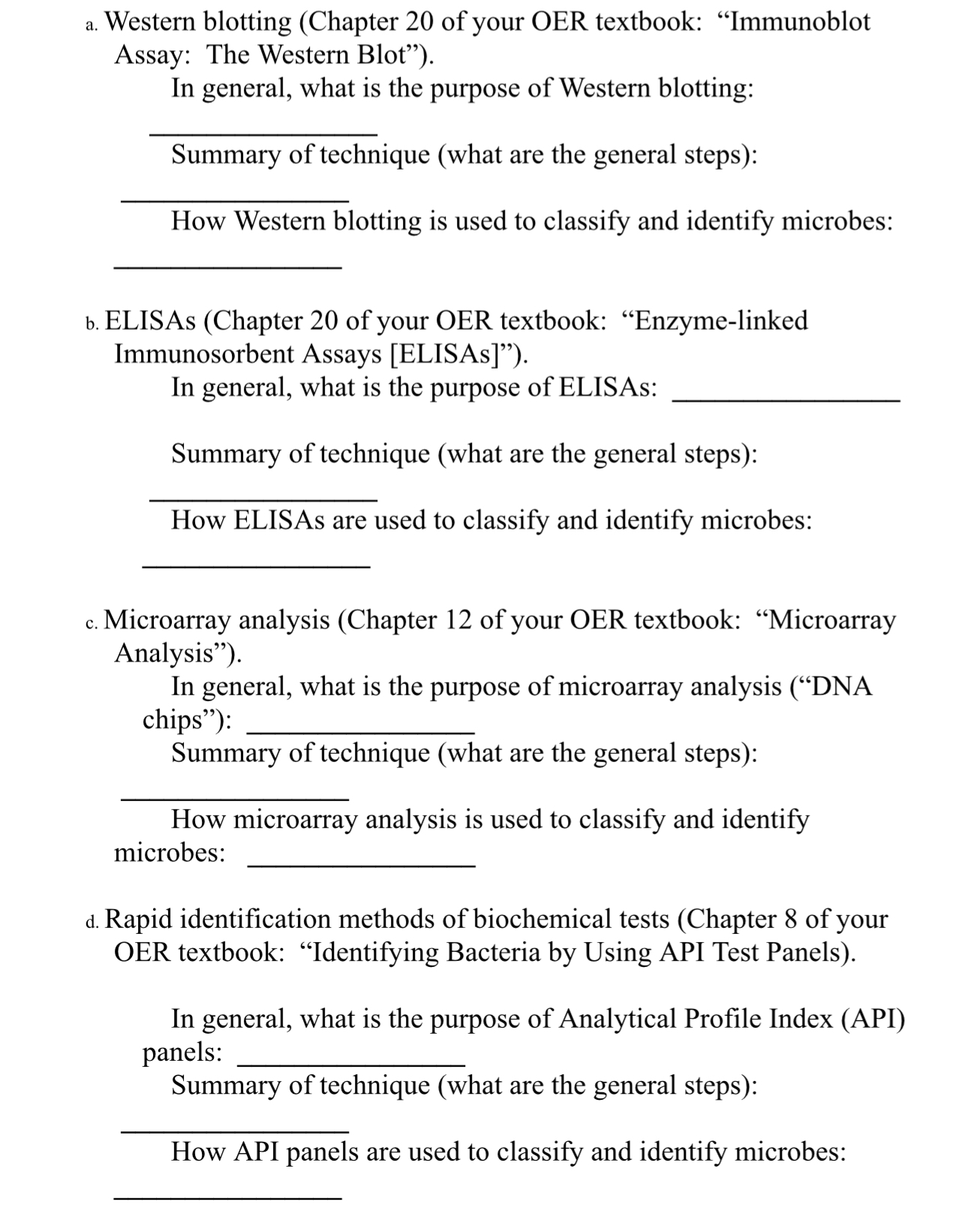Solved a. ﻿Western blotting (Chapter 20 ﻿of your OER | Chegg.com