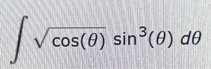 Solved ∫cos(θ)sin3(θ)dθ | Chegg.com