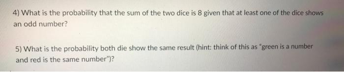 Solved Suppose you roll two fair six-sided dice-one red and | Chegg.com