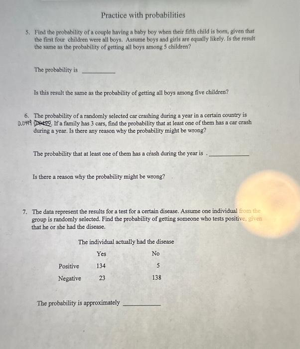 Solved 5. Find the probability of a couple having a baby boy | Chegg.com