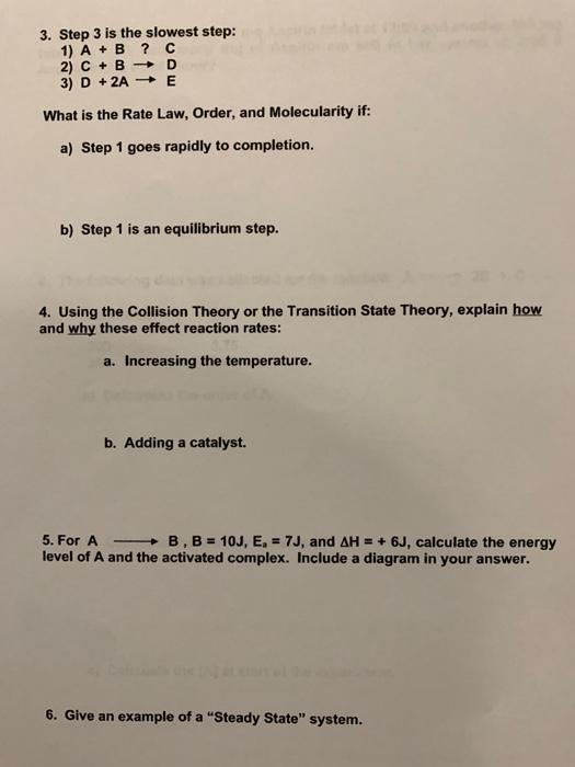 4. Using the Collision Theory or the Transition State | Chegg.com
