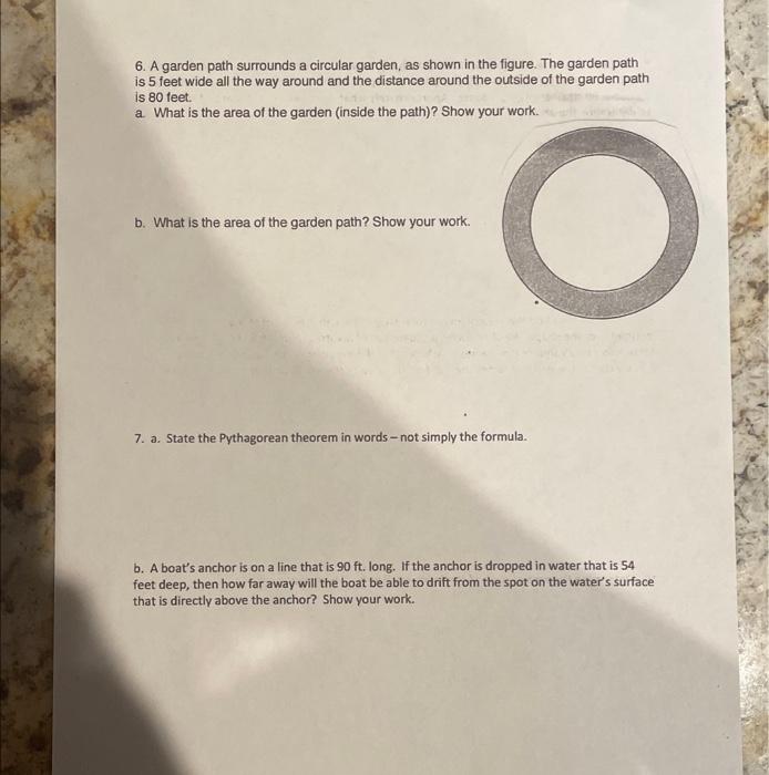 Solved 6. A garden path surrounds a circular garden, as | Chegg.com