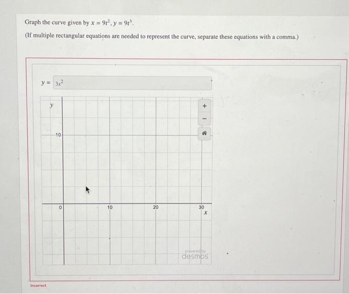 Solved Graph the curve given by x=9t2,y=9t3. (If multiple | Chegg.com