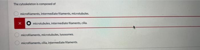 Solved The cytoskeleton is composed of microfilaments, | Chegg.com