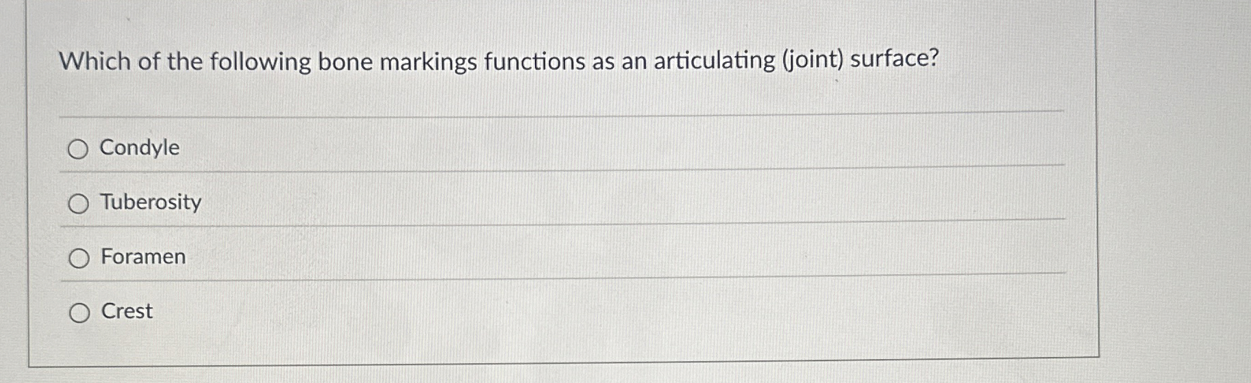 Solved Which of the following bone markings functions as an | Chegg.com