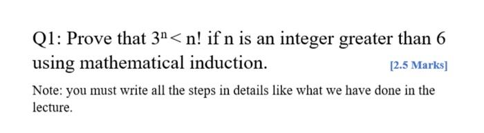 Solved Q1: Prove that 3n | Chegg.com