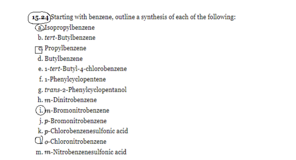 Solved 15.24 ﻿Starting with benzene, outline a synthesis of | Chegg.com