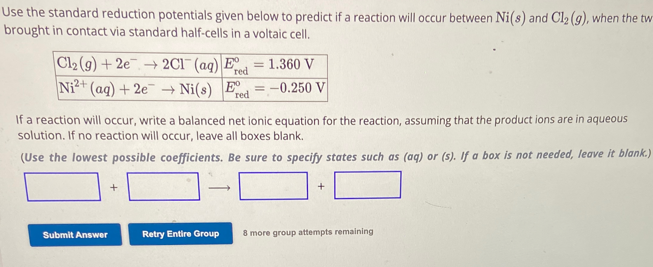 Solved Use the standard reduction potentials given below to | Chegg.com