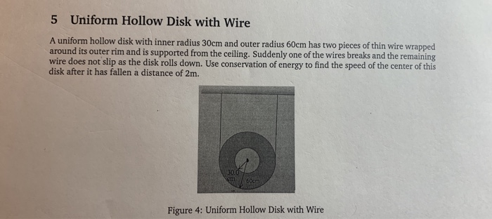 Solved 5 Uniform Hollow Disk with Wire A uniform hollow disk | Chegg.com