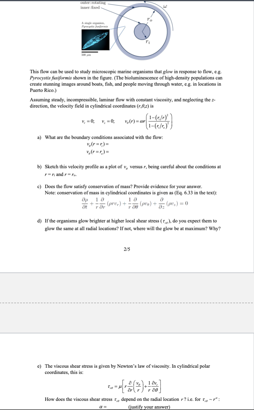 [Solved]: e tau _(r theta )= mu [r(del)/(delr)((v_( theta ))