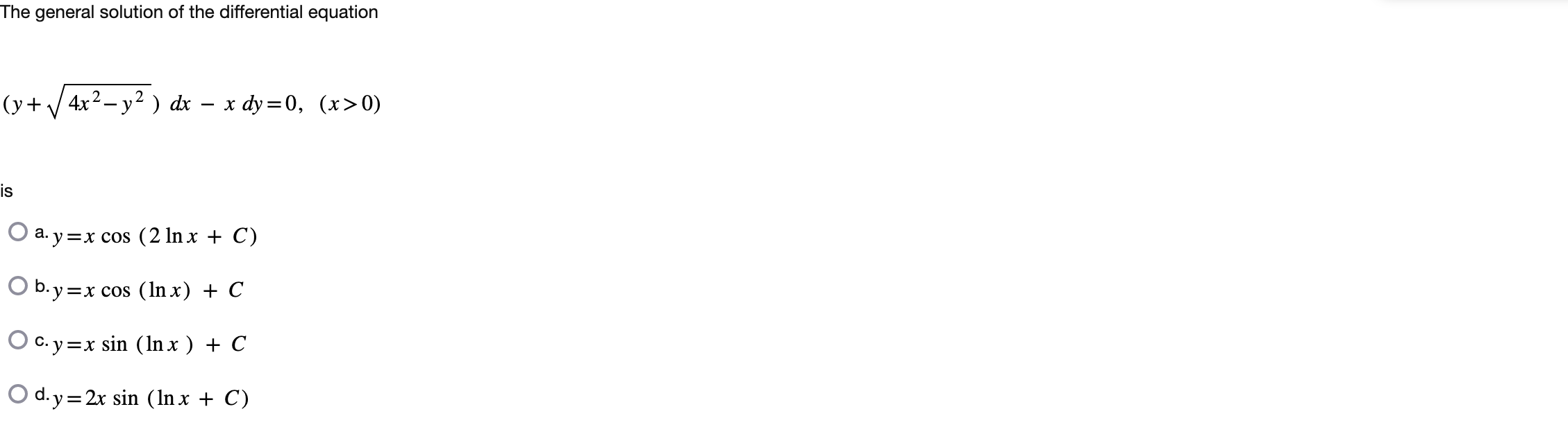 Solved The general solution of the differential | Chegg.com