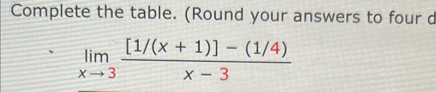 Solved Complete the table. (Round your answers to | Chegg.com