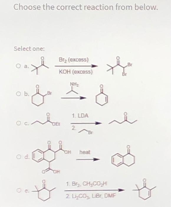 Solved Choose the correct reaction from below. Select one: | Chegg.com
