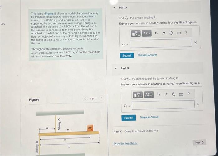 Solved The figure (Fhure 1) shows a model of a crine that | Chegg.com