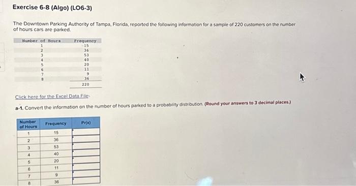 Solved Exercise 6-8 (Algo) (LO6-3) The Downtown Parking | Chegg.com