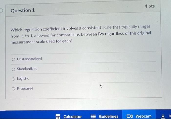 Which regression coefficient involves a consistent | Chegg.com