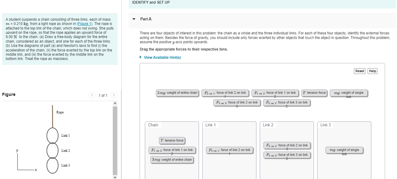 Solved IDENTIFY and SET UPA student suspends a chain | Chegg.com