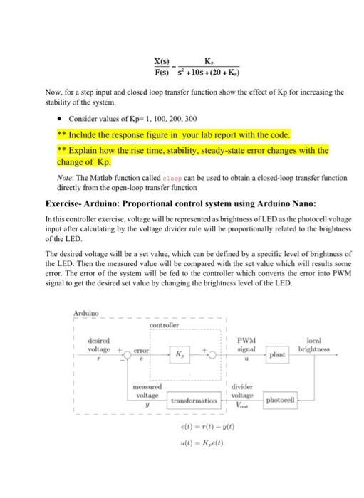 Solved Lab Experiment 6: Implementing a proportional Control | Chegg.com