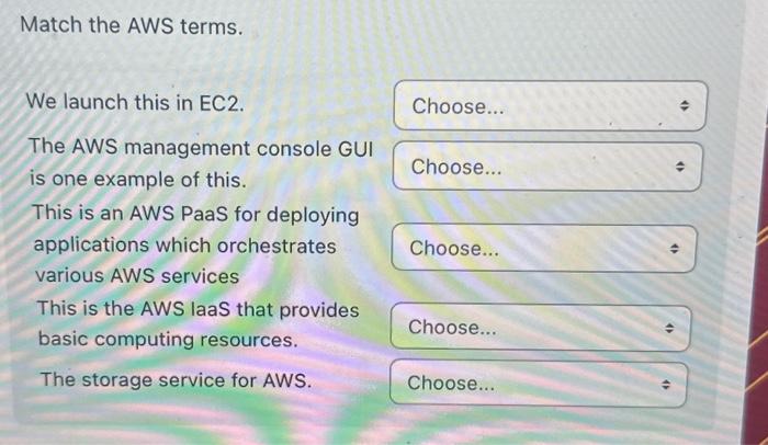 Solved Match the AWS terms. We launch this in EC2. The AWS | Chegg.com