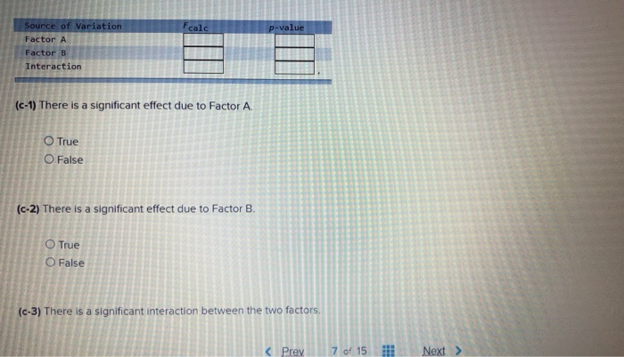 Solved F p-value ANOVA Source of Variation Factor A Factor B | Chegg.com