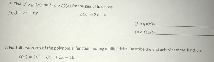 Solved 5. Find (fog)(x) and (gof(x) for the pair of | Chegg.com