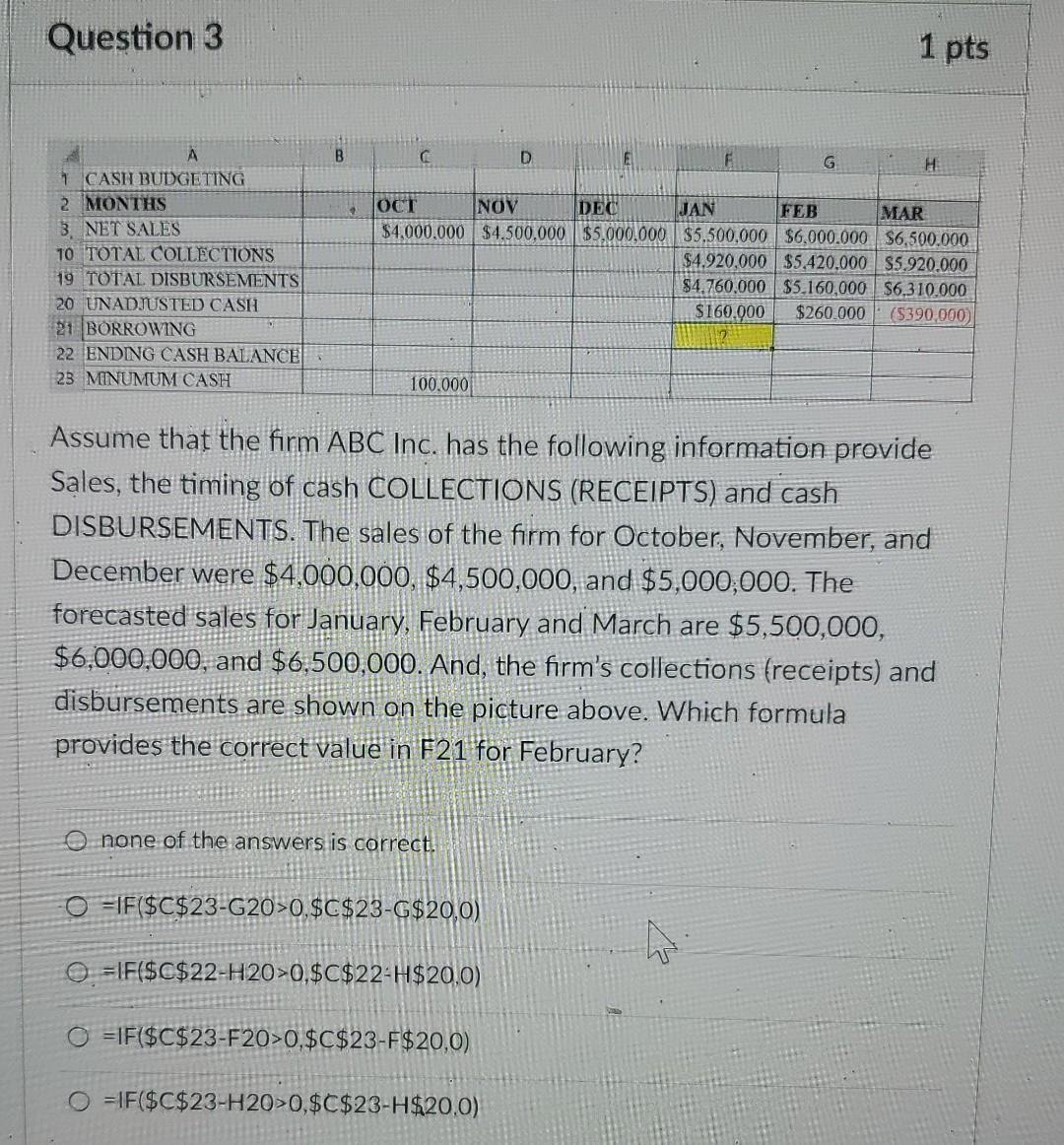 Solved Question 1 1pts Assume that the firm XYZ has the | Chegg.com