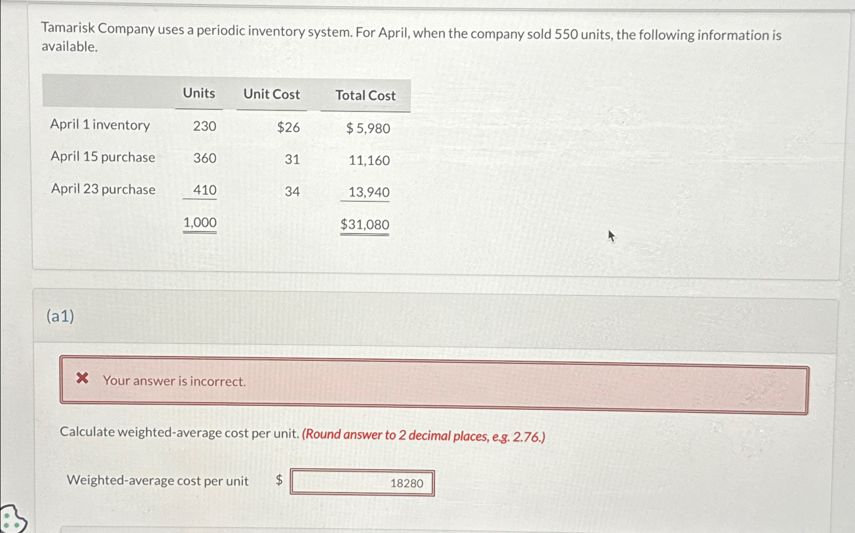 Solved Tamarisk Company uses a periodic inventory system. | Chegg.com
