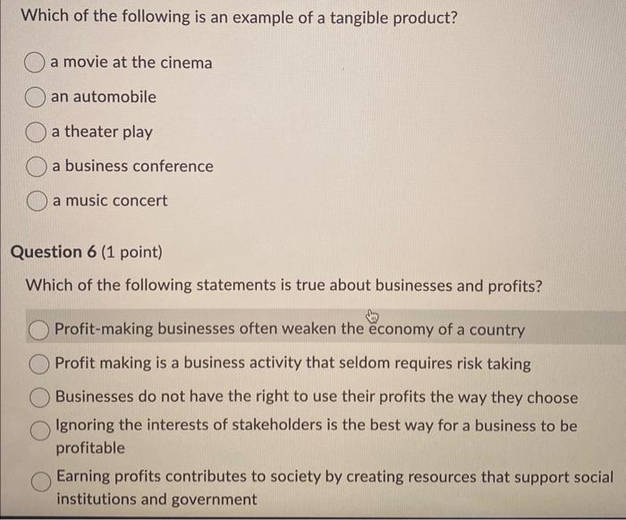 Solved Which of the following is an example of a tangible | Chegg.com