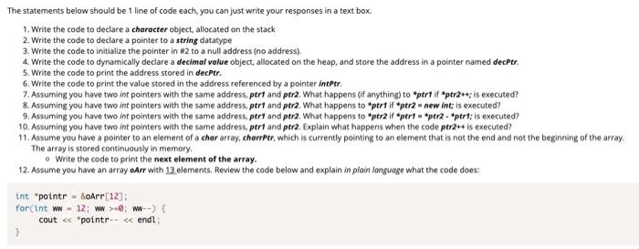 Solved The statements below should be 1 line of code each, | Chegg.com