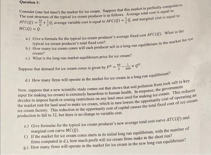 Solved 1 2 Question 1: Consider (one last time!) the market | Chegg.com