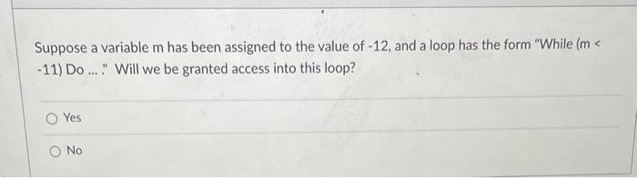 Solved Suppose a variable m has been assigned to the value | Chegg.com Solved Suppose a variable m has been assigned to the value | Chegg.com