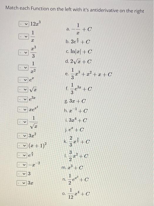 Solved Match each Function on the left with it's | Chegg.com