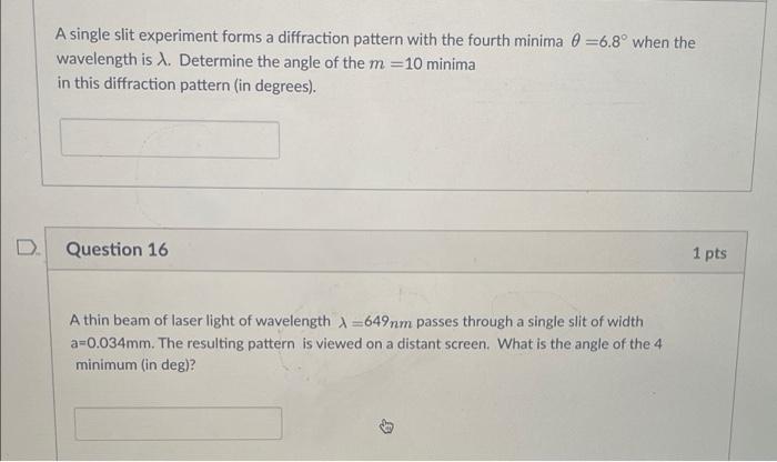 Solved A single slit experiment forms a diffraction pattern | Chegg.com