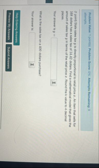 Solved Problem Value: 1 ﻿point(s). ﻿Problem Score: 0%. | Chegg.com